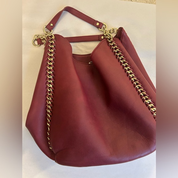 bebe | Bags | Bebe Burgundy Faux Leather Colette Triple Compartment ...